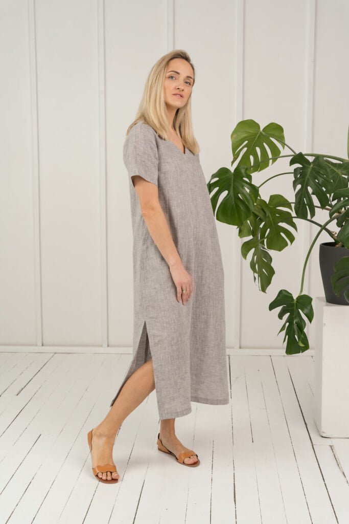 Long linen dress with pockets FIGA natural linen - My Linen Soul